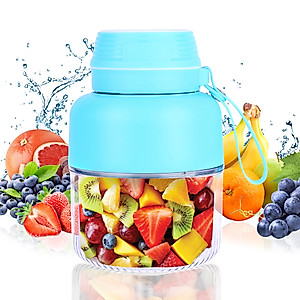 Personal Portable Blender, Blender for Shakes and Smoothies with 20oz Cup, Lid and Shoulder Strap, Type-C USB Rechargeable, Dishwasher Safe Parts, Light Blue Juice for Gym Travel