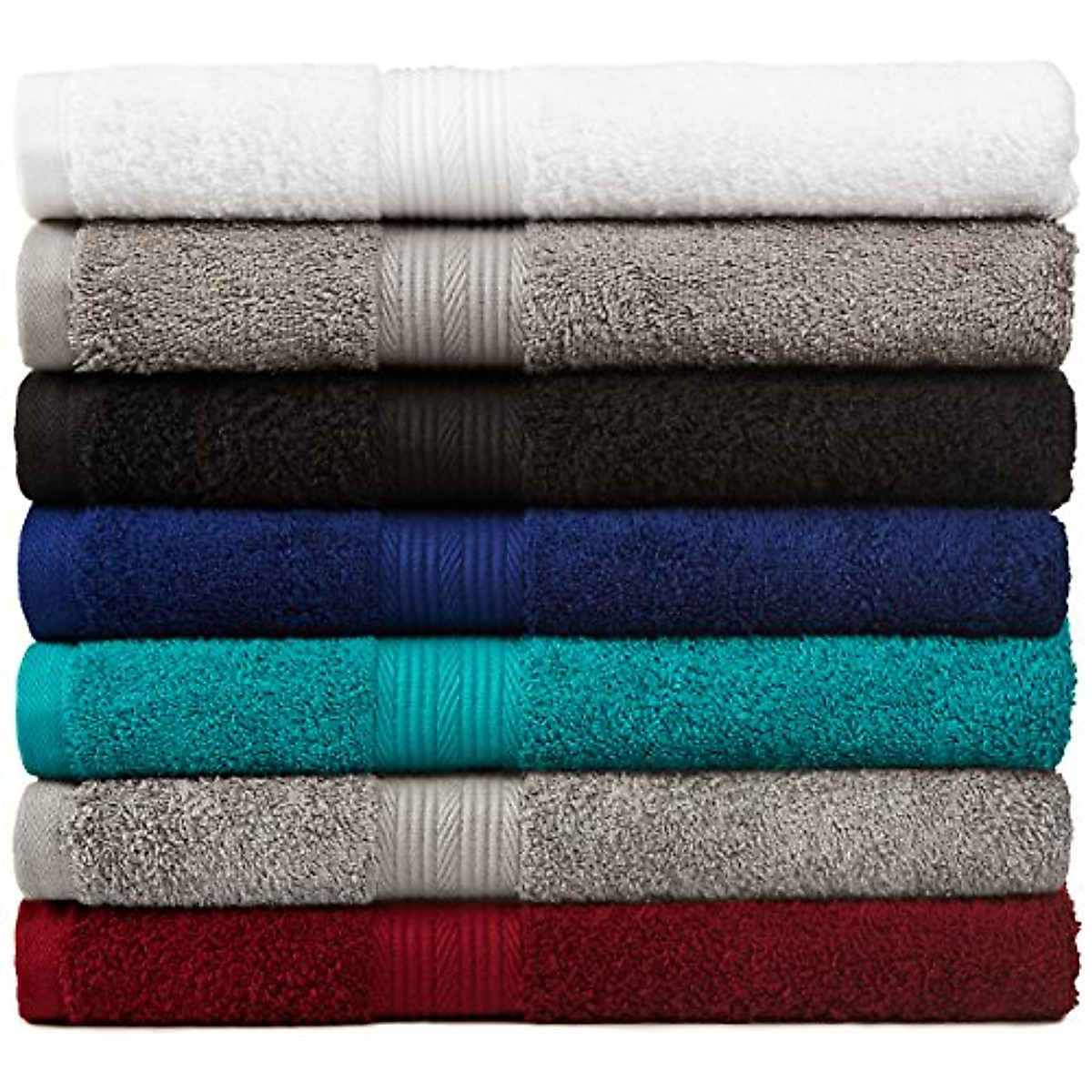 Amazon Basics 6-Piece Fade Resistant Bath, Hand and Washcloth Towel Set - Cotton, Gray