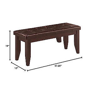 Coaster Furniture Dalila Transitional Upholstered Dining Bench Polyurethane Tufted Seat Cushion Black Faux Leather Cappuccino Brown 102723