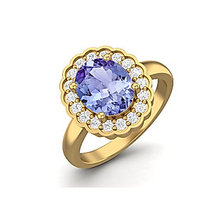 MOONEYE 10x8mm Oval Shape Natural Tanzanite Solitaire Engagement 925 Sterling Silver Birthstone Promise Ring (Gold Vermeil, 8)