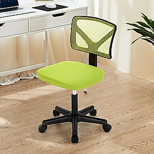 Sweetcrispy Office Computer Desk Chair, Ergonomic Low-Back Mesh Rolling Work Swivel Chairs with Wheels, Armless Comfortable Seat Lumbar Support for Home, Bedroom, Study, Student, Adults, Green