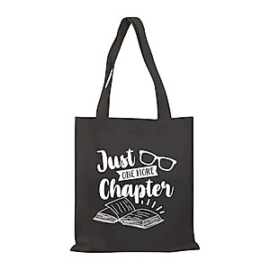 BDPWSS Just One More Chapter Tote Bag Book Lover Shoulder Bag For Bookworm Librarian Reading Lover Book Nerd Gift (one more chapter TGbl 2)