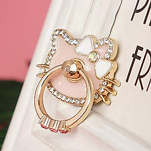 Alzcatek Finger Ring Stand 360 Degree Rotation, Thin Universal Phone Cute Cat Ring Holder Compatible Smartphones