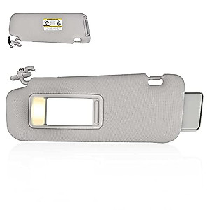 Nakuuly Left Driver Side Sun Visor with Mirror Light Compatible with Mazda CX-9 2010-2015 Replaces TDY1-69-320, TD11-69-320C-75, TD11-69-320D-75 Gray
