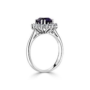 2 CT Oval Cut Created Amethyst Halo Wedding Promise Ring 14k White Gold Finish Ring Size-11