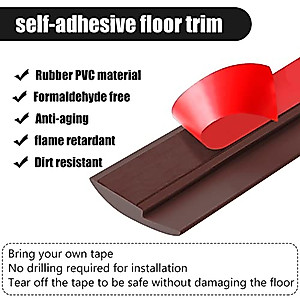 Floor Transition Strip Self Adhesive,PVC Carpet to Tile Flooring Transition Strip,Vinyl Flexible Flooring Transition Strip for Carpet Threshold Transition Strip(5mm,9.84FT,Brown)