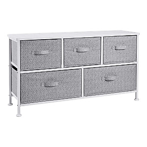 Amazon Basics Extra Wide Fabric 5-Drawer Storage Organizer Unit for Closet, White