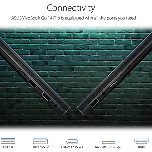 ASUS Newest Thin and Light VivoBook, 14 HD Touchscreen 2-in-1 Laptop, 4GB RAM, 1TB SSD, Intel Celeron Processor, Type-C,HDMI, Microsoft 365 Personal 1-Year, Windows 11 S
