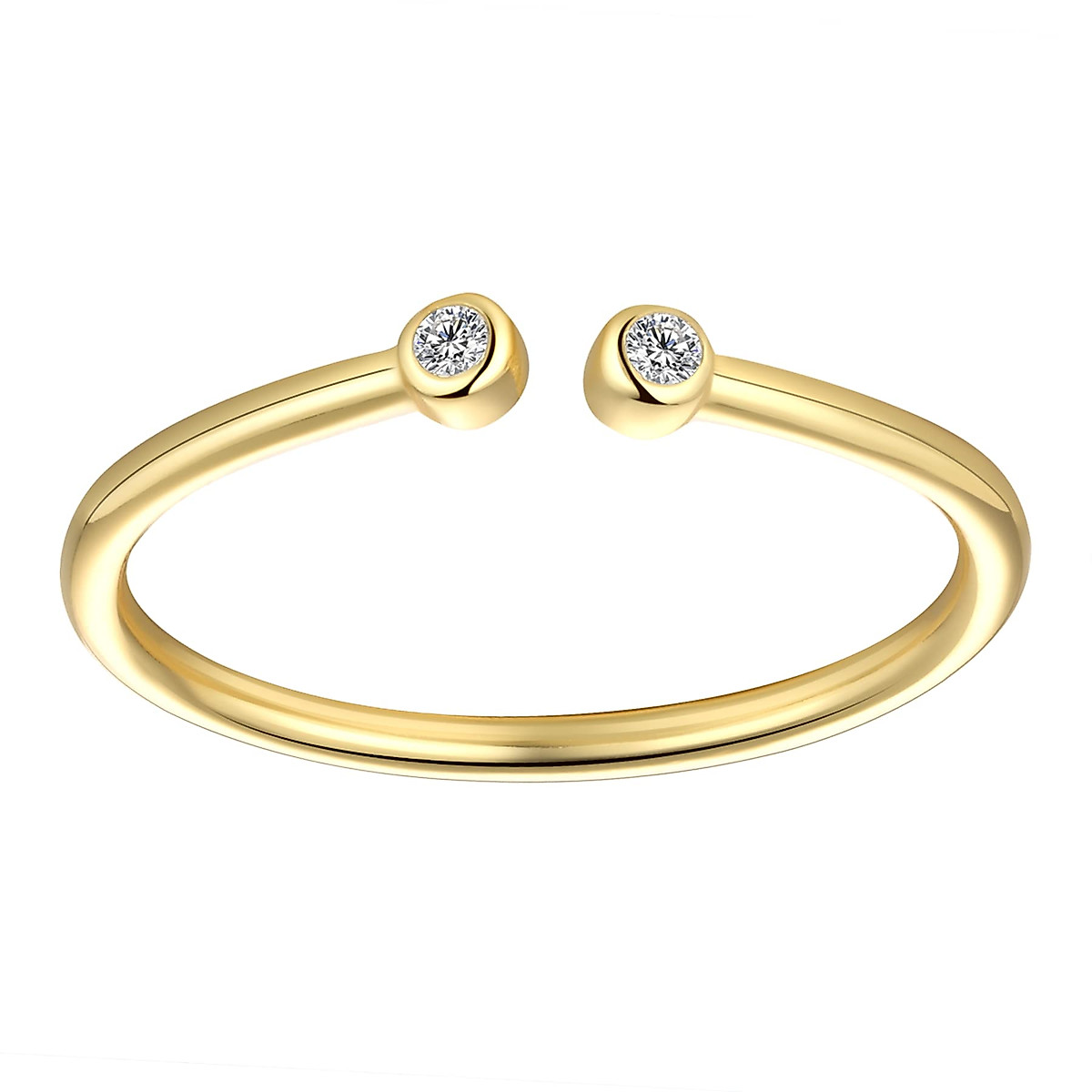 LEMON GRASS Ultra Mini CZ Open Stackable Fashion Ring | Thin Bezel Open Band Ajustable