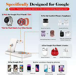 Upgraded 4 in 1 Wireless Charger for Google Pixel Watch 1, Pixel 8 Pro/8/7A/Fold/7/7 Pro/6/6 Pro/5/4/3/XL, Pixel Buds Pro, Foldable Wireless Charging Station for Google Pixel, iPhone, Airpods, Samsung