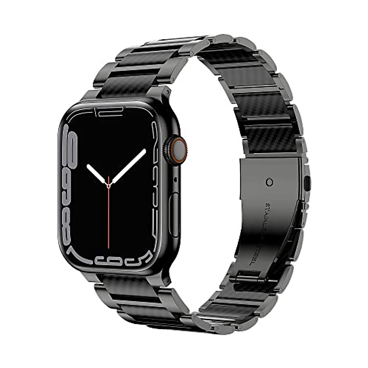 iiteeology Carbon Band Compatible with Apple Watch 49mm 45mm 44mm 42mm, Upgraded Light Genuine Carbon Fiber Band with Stainless Steel Clasp for Men, Black