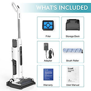 Ecowell Cordless Wet Dry Vacuum Cleaner and Mop, with Self Cleaning for Hard Floor and Area Rug Vacuum Cleaner, 8.2 pounds, WCVP03