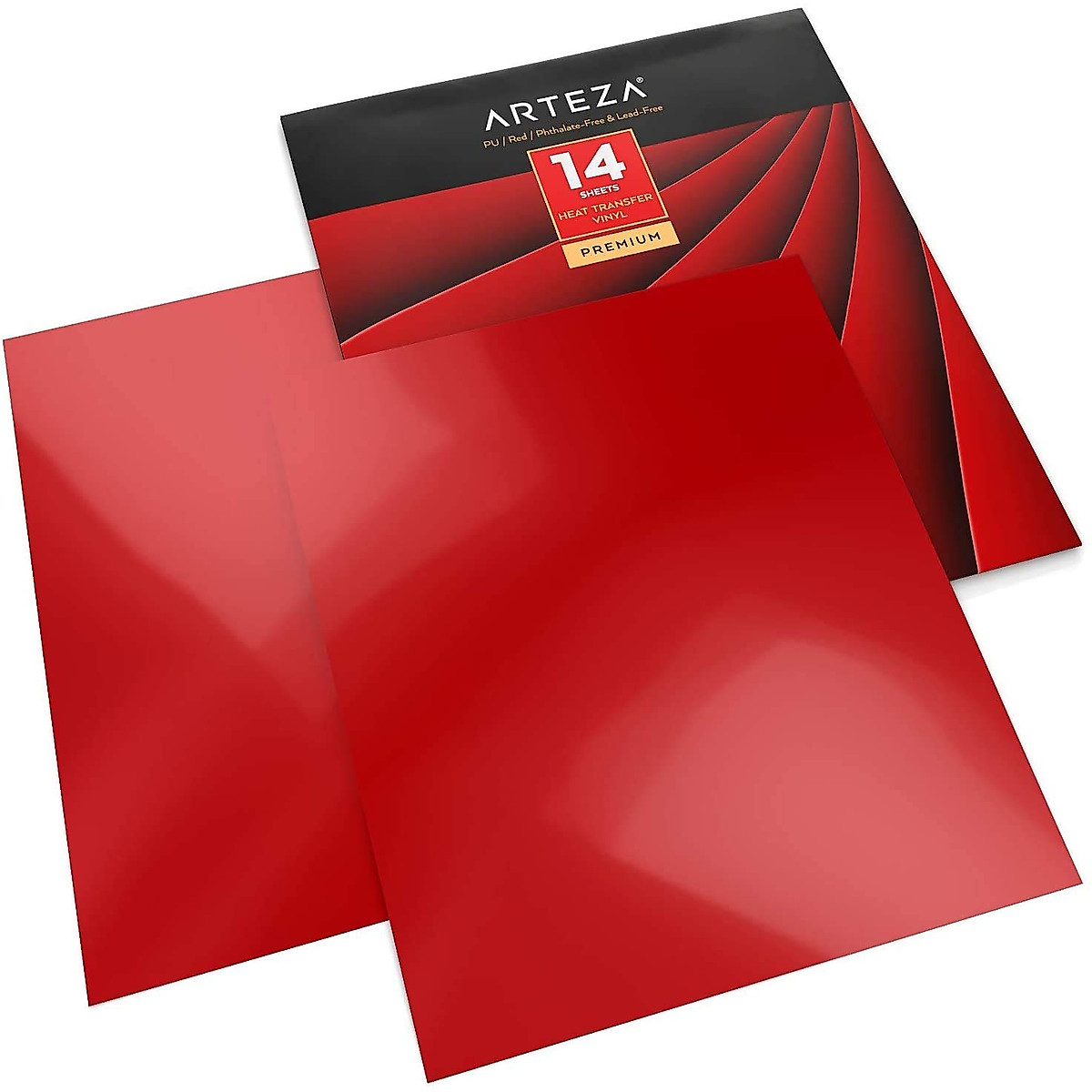 Arteza Heat Transfer Vinyl Red HTV Bundle, 14 Iron On Sheets, 10x12 Inches, Flexible & Easy to Weed, Use with Any Craft Cutting Machine, Boxed