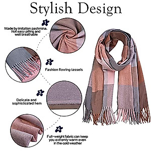 SOJOS Classic Plaid Tartan Cashmere Scarf for Women Men Soft Scarves SC316 with Pink and Blue Plaid