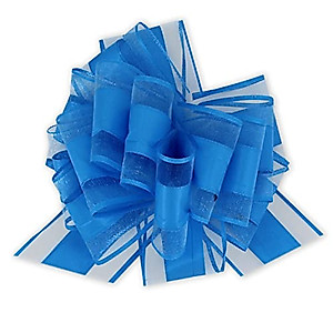 Insta Bows 8 Inch Big Bow for Bike Blue Lace & Ribbon Pull Bow Makes Large Bow Perfect for Really Giant Gift Wrapping Present Or Toy Car 3 Instant Bows for Big Christmas Gifts