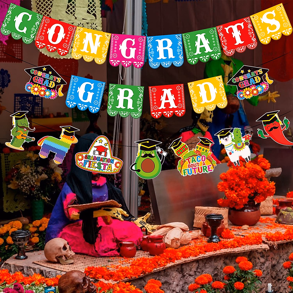 Mexican Graduation Party Decorations 2025, Fiesta Theme Congrats Grad Banner Class of 2025 Garland, College High School Senior Taco Bout A Grad Graduate Party Decoration