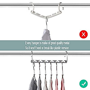 Meetu Space Saving Hangers Metal Clothes Hangers 6X2 Slots Magic Hanger Cascading Hanger Updated Hook Design Closet Organizer Hanger (Pack of 4)
