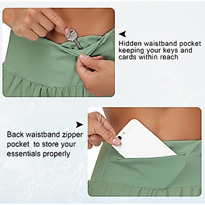 THE GYM PEOPLE Womens High Waisted Running Shorts Quick Dry Athletic Workout Shorts with Mesh Liner Zipper Pockets (Jasmine Green, X-Large)