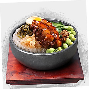 1 set Cooking Wood Cooker Food Cast Bibimbap Cookware Clay Casserole Sizzling Stew Tray Pot Stone Iron Rice Korean Household Soup Base with Bowl Style for Kitchen Induction Ramen