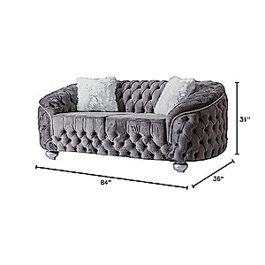 BEYAN Bursa Love Seats, Loveseat, Gray Velvet