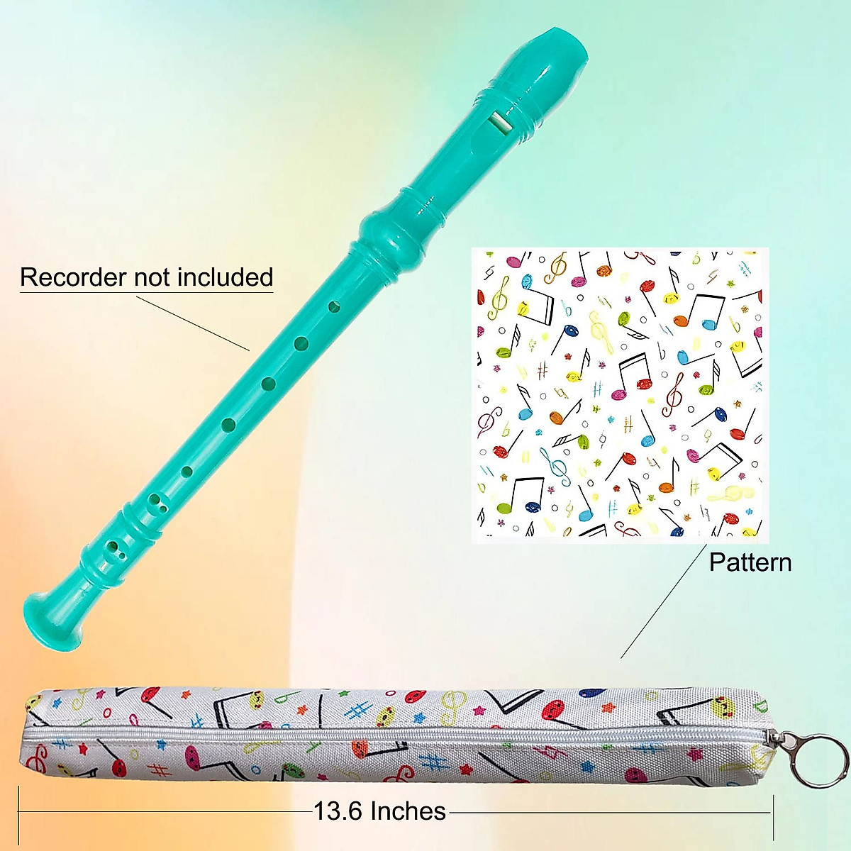 Auteey Flute Storage Case Bag Recorder Gift Bag, Portable Oxford Fabric Vertical Flute Bag for Recorders