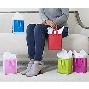 Hallmark 6" Small Solid Color Gift Bags (Pack of 5 - Red, Green, Blue, Light Pink, Hot Pink) for Birthdays, Easter, Parties or Any Occasion