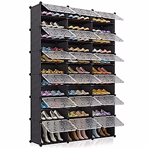 MAGINELS 72-Pair Shoe Rack Organizer DIY Storage Cabinet Shelf for Entryway, Closet,Black