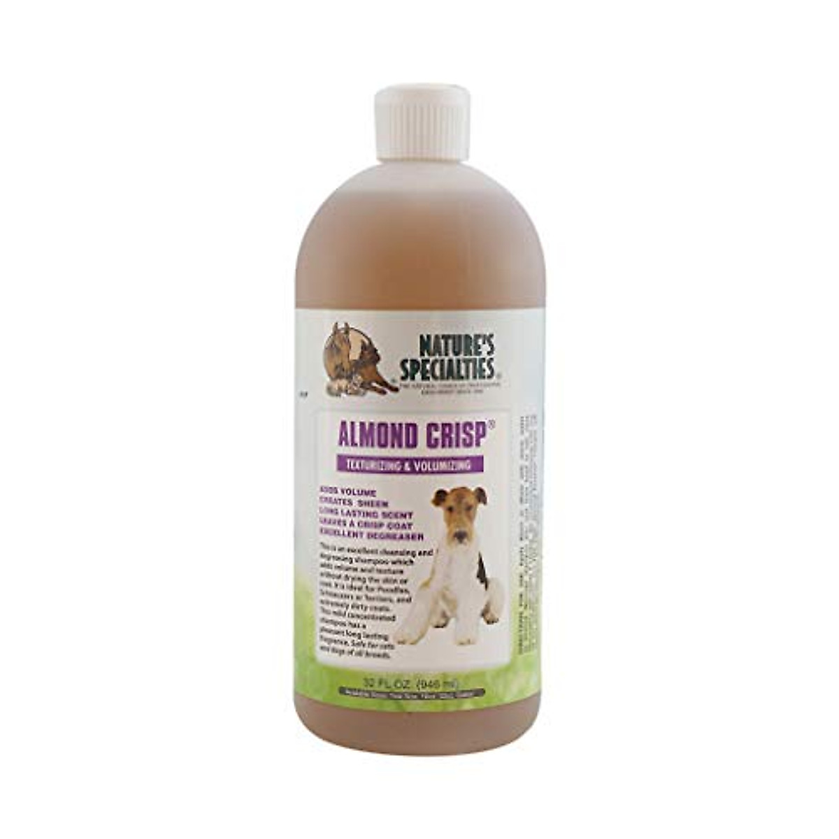 Nature's Specialties Almond Crisp Ultra Concentrated Dog Shampoo for Pets, Makes up to 8 Gallons, Natural Choice for Professional Groomers, Texturizing and Volumizing, Made in USA, 32 oz