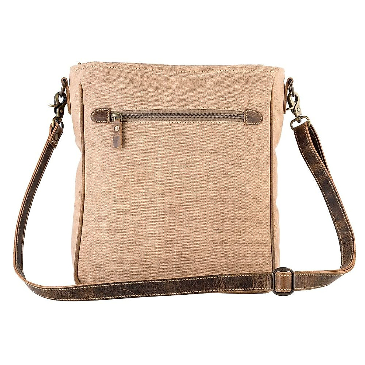 SIXTEASE Womens Shoulder Bag Vintage Style Shoulder Bags for Women - Made with Genuine Leather, Upcycled Canvas, or Hair On - Handmade, Adjustable Strap, Brass and Zinc Hardware - Ariely