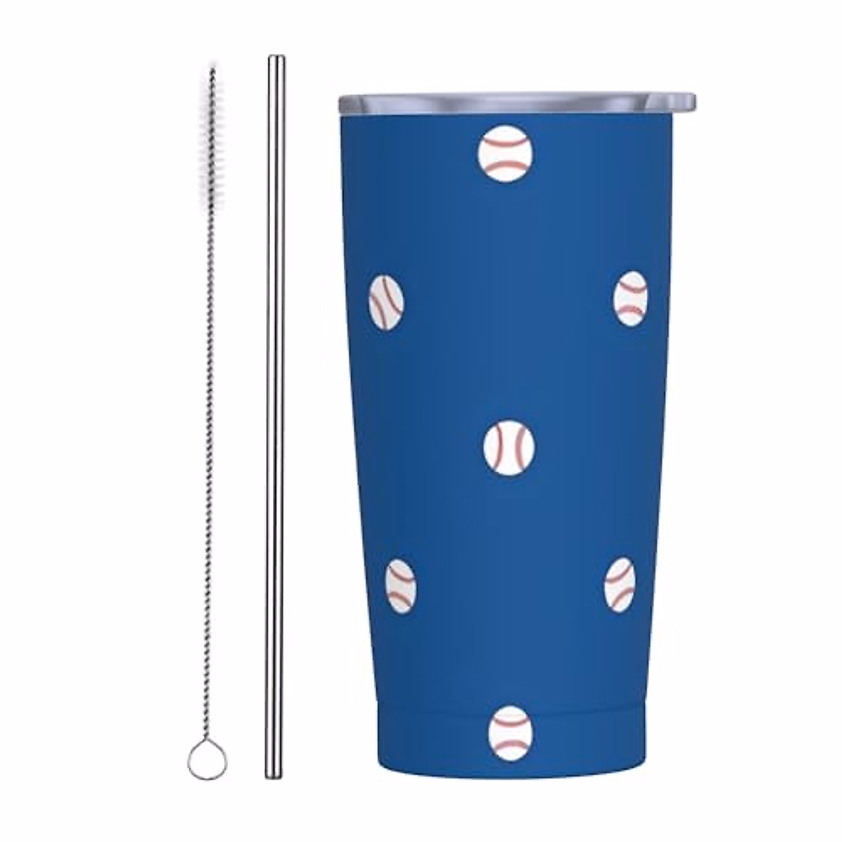 Baseballs Dodger Blue 20oz Tumbler Stainless Steel Vacuum Insulated Double Wall Travel Tumbler, Durable Insulated Coffee Mug, Thermal Cup With Lid and Straw for Hot & Cold Drinks