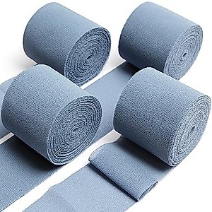 UpUDo 4 Rolls Chiffon Ribbon, 1.5" x 6Yd Dusty Blue Silk Ribbons, Smooth Edges for Wedding Invitations, Bridal Bouquets, DIY Crafts, Gift Wrapping, Holiday Decor