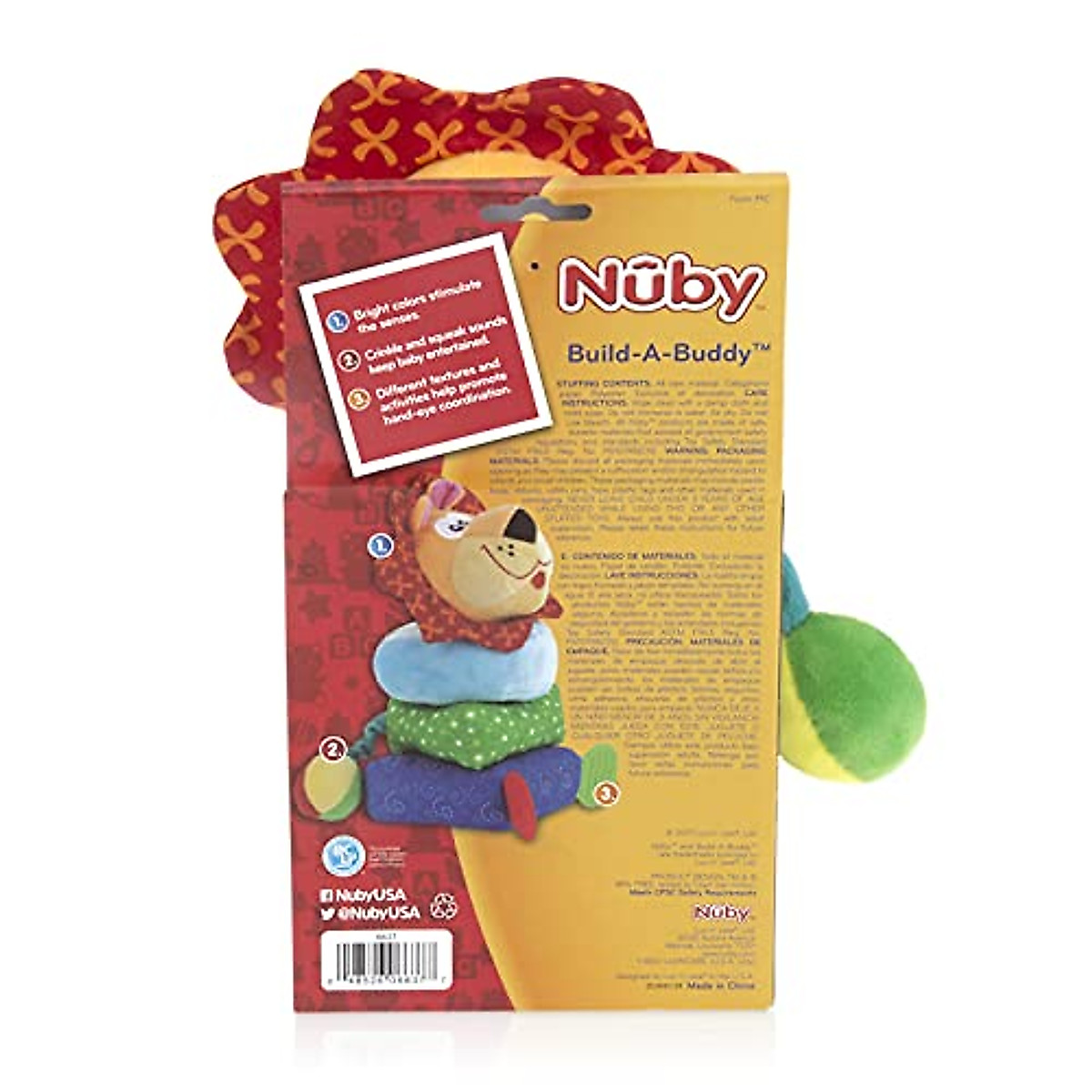 Nuby Build a Buddy- Plush Ring Stacker, Lion