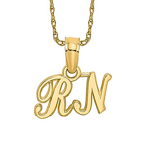 IceCarats 14K Yellow Gold Rn Necklace Charm Pendant 13mm x 10.65mm Only