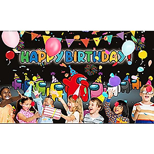 ZEADERS Video Game Theme Party Supplies Photography Backdrop Baby Happy Birthday Party Banner Photo Background Cake Table Decoration for Indoor Outdoor Living Room Yard (5x3.3ft)