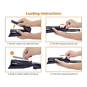 Bostitch Office Executive 3 in 1 Stapler, includes 210 Staples and Integrated Staple Remover, One Finger Stapling, No Effort, 20 Sheet Capacity, Spring Powered Stapler, Black (INP20-BLK)