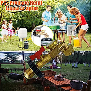 GUOFALDE POL Propane Refill Elbow Adapter with Gauge, 90 Degrees Propane Refill Pressure Adapter with ON-Off Control Valve, for Camping Grill 1Lb Bottle Tank