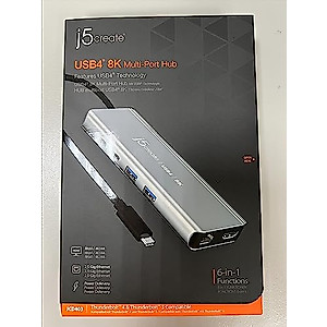 j5create USB4 8K Multi-Function Hub - 8K60/4K144 HDMI, 2.5G Ethernet, PD Charging, 10Gbps USB-A, 10Gbps USB-C Ports | Compatible with MacBook, Windows, Thunderbolt 3/4, and USB4 Devices (JCD403)