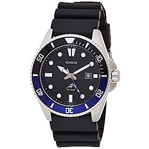Casio Men's Stainless Steel Quartz Sport Watch with Resin Strap, Black, 26 (Model: MDV106B-1A1V)