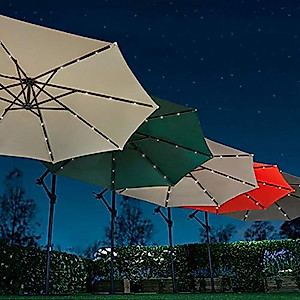 Harrier 10ft Cantilever Overhanging Patio Umbrella | Backyard Sunshade – Outdoor Offset Umbrella | 4 Colours - Optional Base Weights & Weatherproof Cover (LED Umbrella + 4x 25 lbs Weights, Black)