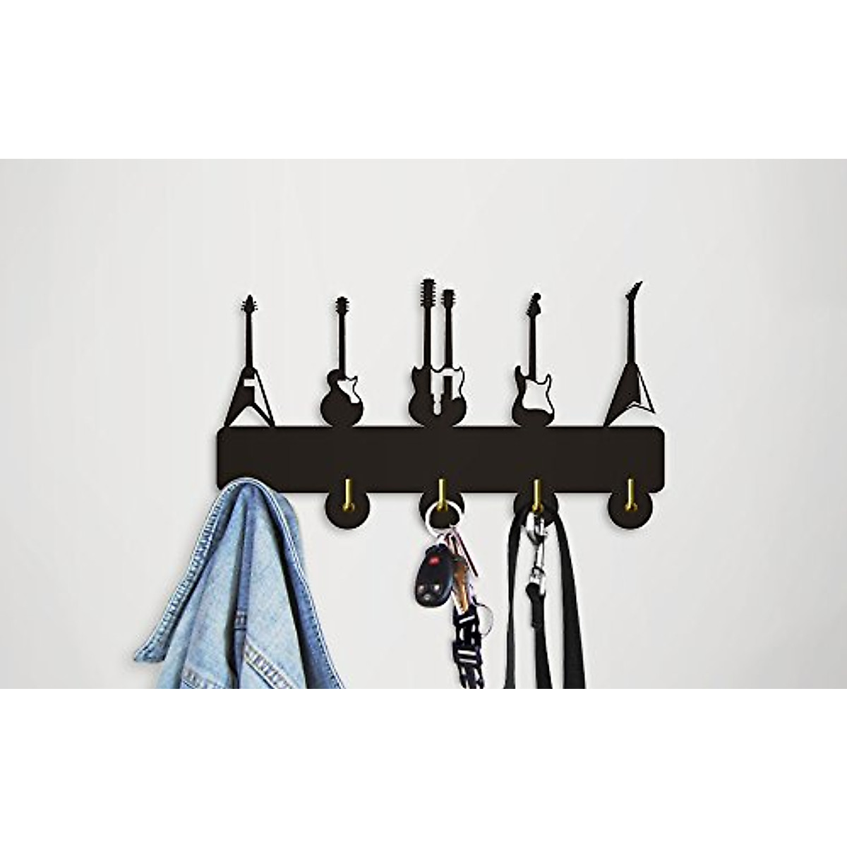 The Geeky Days Guitars Family Design Household Towl Hook Music Instrument Multi-Purpose Wall Coat Bags Clothes Hook Keys Holder Home Decor for Music Lover Gift