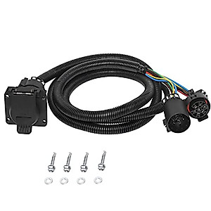 MECMO Truck Bed 7-Pin Trailer Wiring Harness Extension 7ft for Chevy Silverado, for Ford F150 F250 F350, GMC Sierra, GM, Ram 1500 2500 3500, Nissan Titan, Toyota Tundra, 5th Wheel or Gooseneck Trailer