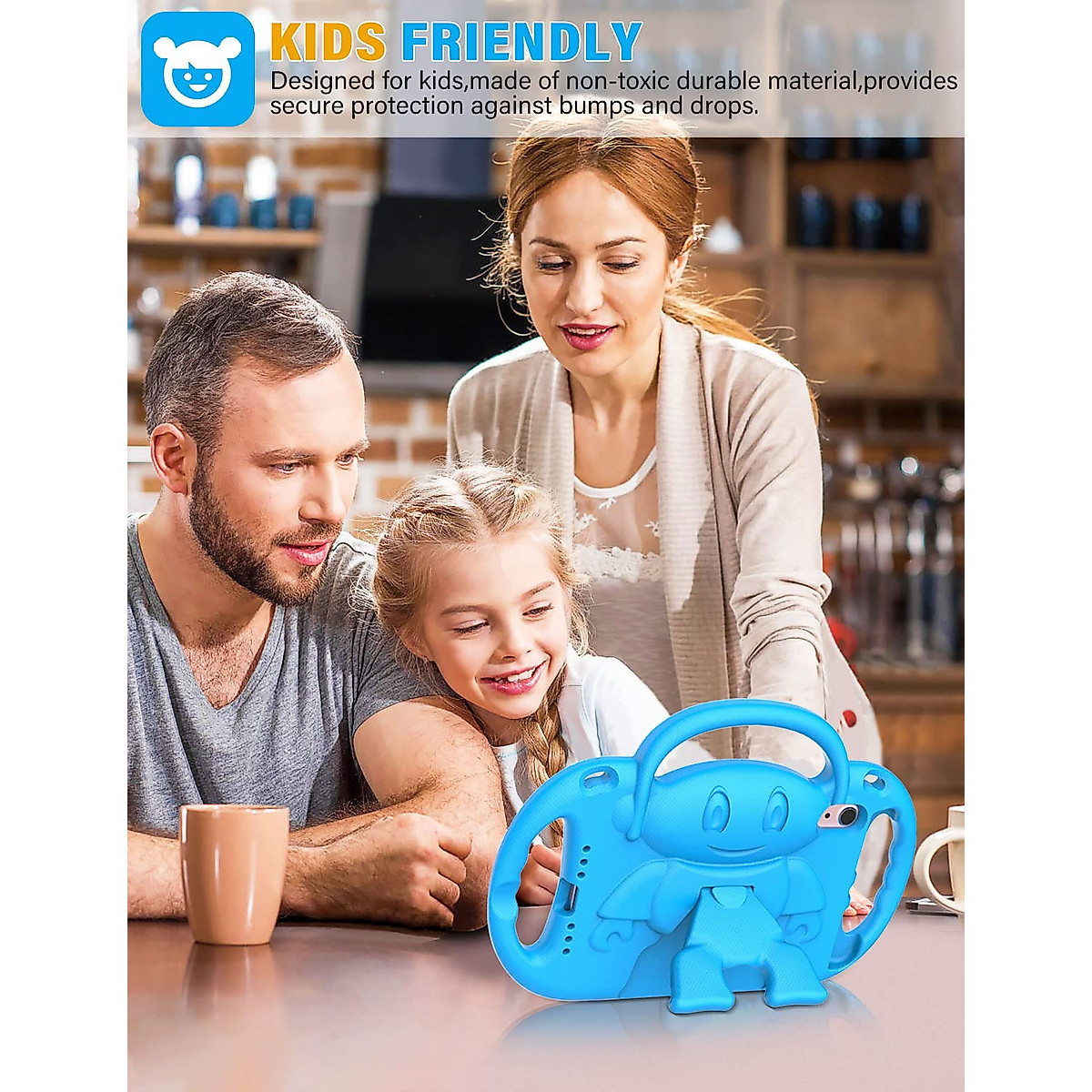 SUPLIK Kids Case for iPad Mini 6 (8.3 inch, 2021), iPad Mini 6th Generation Case with Shoulder Strap, Kidproof Shockproof Handle Stand Protective Case for Apple iPad New Mini (6th Gen), Blue