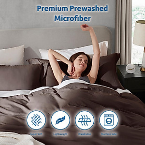 Nestl Chocolate Brown Duvet Cover Queen Size - Soft Prewashed Queen Duvet Cover Set, 3 Piece, with Zipper Closure, 1 Duvet Cover 90x90 inches and 2 Pillow Shams