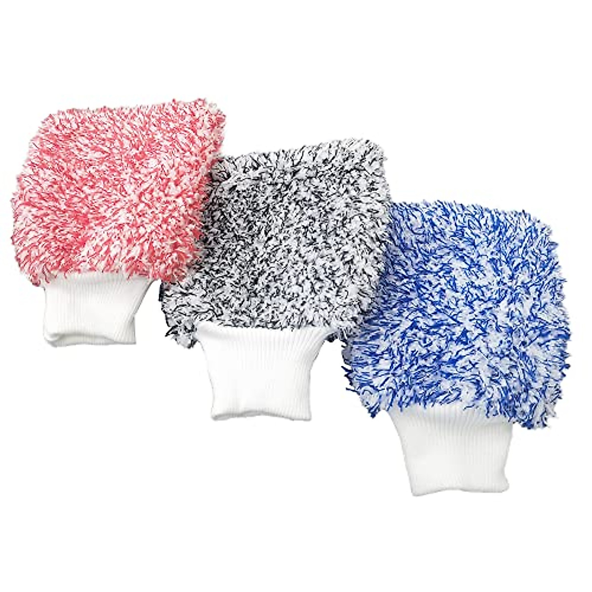 AuoCare Car Wash Mitt, 3 Pack Premium Cyclone Microfiber Washing Gloves, 3 Colors