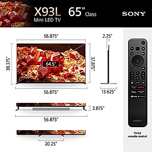 Sony 65 Inch Mini LED 4K Ultra HD TV X93L Series: BRAVIA XR Smart Google TV with Dolby Vision HDR and Exclusive Features for The Playstation® 5 XR65X93L- 2023 Model,Black