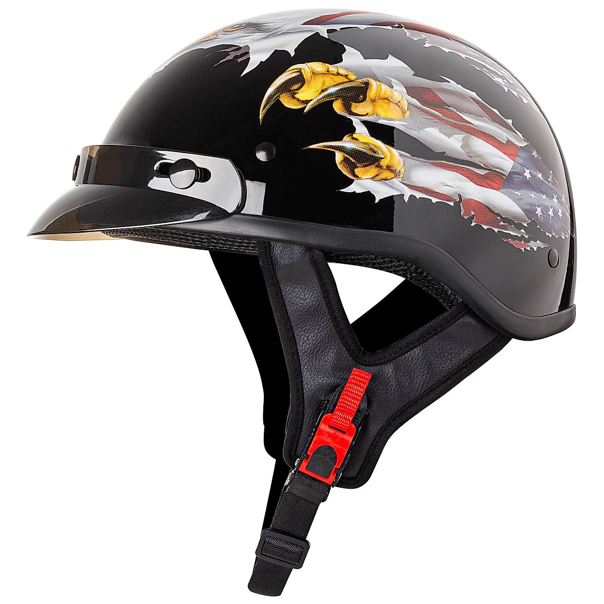 Cartman Cruiser Scooter Motorcycle Half Face Helmet, Patriotic Eagle USA Graphics, DOT Approved for Bike Scooter ATV UTV Chopper, Large