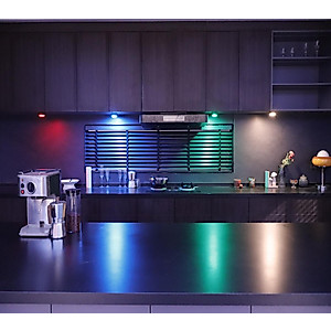 LOINSGLIM Puck Lights with Remote,7 Colors Under Cabinet Lighting Wireless,Battery Operated RGB LED Lights Dimmable, Push Lights for Closet,Kitchen,Under Counter Lights Bar Display Shelf (4pack)
