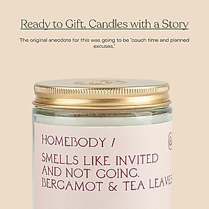 Anecdote Candles ‘Homebody' Coconut Soy Wax Candle Jar | Premium Hand Poured & Long Burning | Bergamot & Tea Leaves Scent | Phthalate-Free | for Home, Office, Gift - 7.8 Oz
