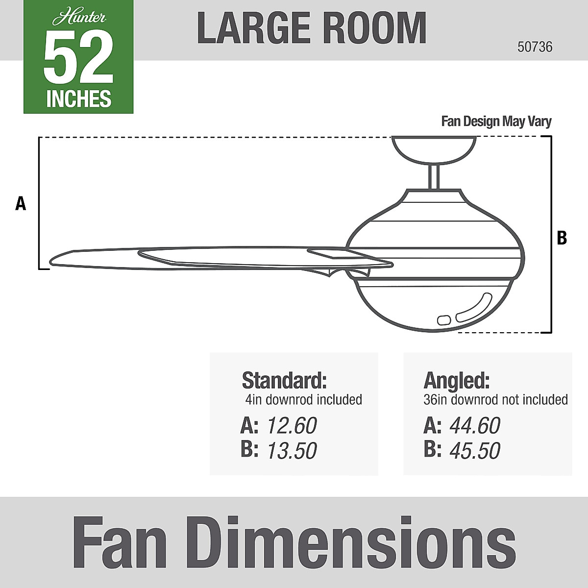 Hunter Fan Company 50736 Crescent Falls Ceiling Fan, 52, Galvanized