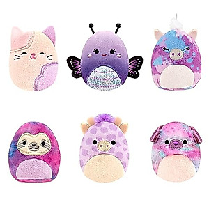 Squishville by Original Squishmallows Purple Pals Squad Plush - Six 2-Inch Squishmallows Plush Including Bashira, Mollie, Carlota, Patrick, Rida, and Jazzy - Toys for Kids